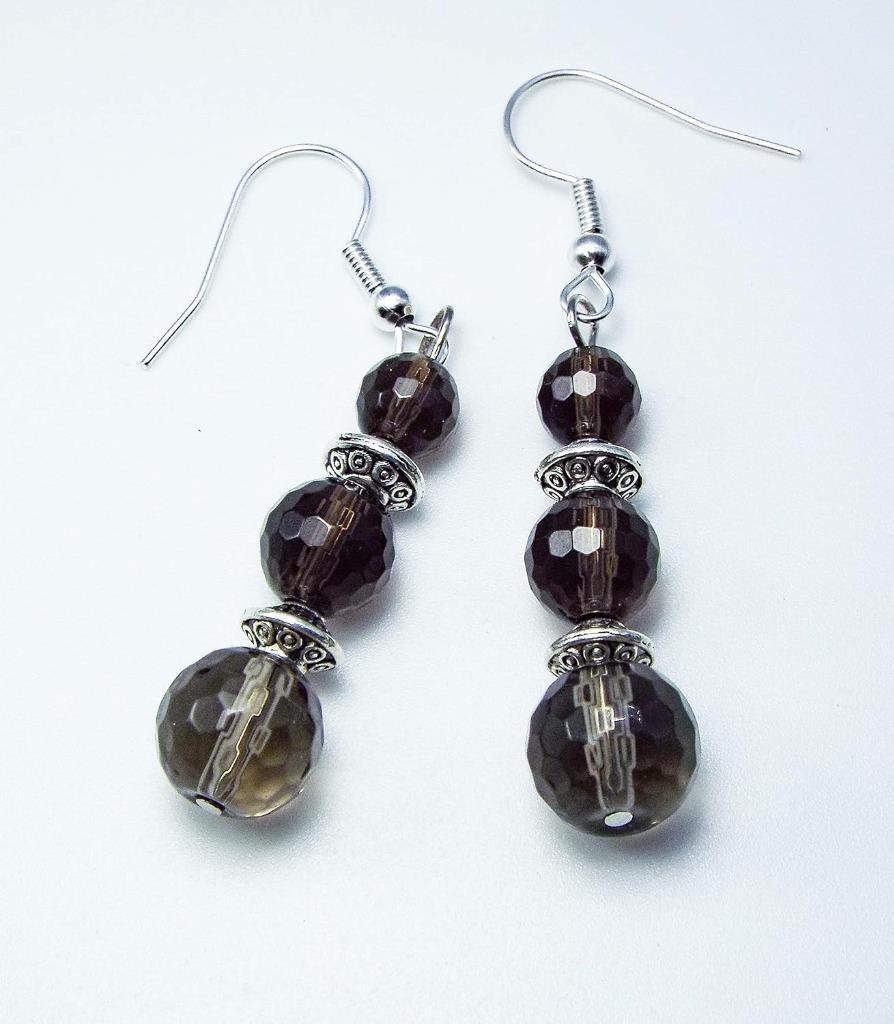 CYNTHIA LYNN "OVERCAST" GREY SMOKY QUARTZ GEMSTONE SILVER EARRINGS | eBay