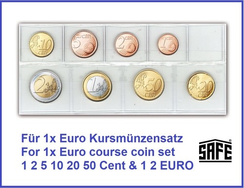50 coin pockets EURO-course-coins-sets KMS Safe 1304-XL 1,2,5,10,20,50 ...
