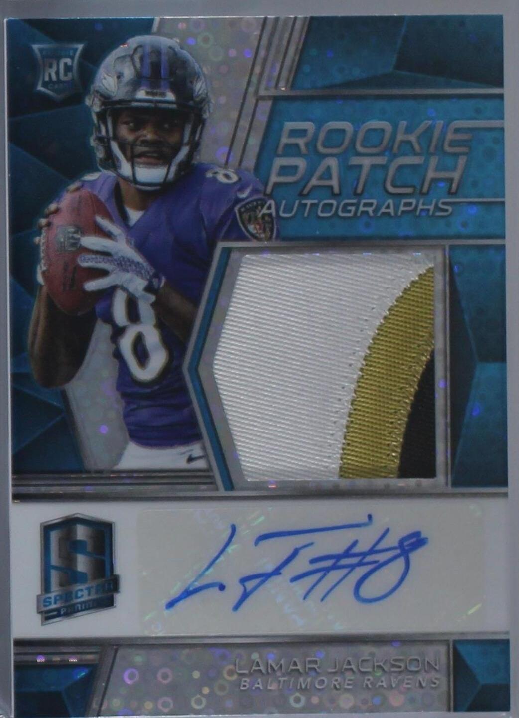 2018 Panini Spectra - Rookie Patch Autographs Lamar Jackson #217 Neon ...