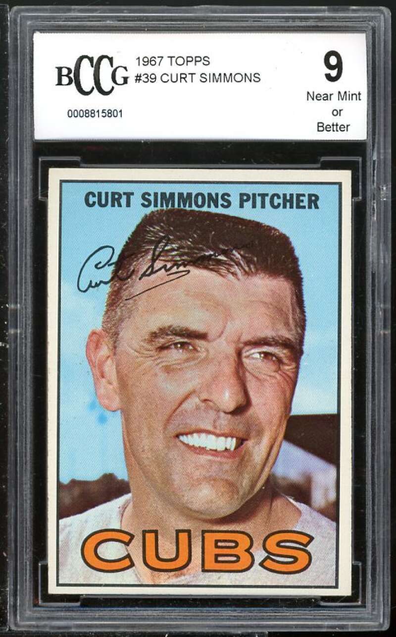 Curt Simmons Card 1967 Topps #39 BGS BCCG 9 (Read Description) | eBay