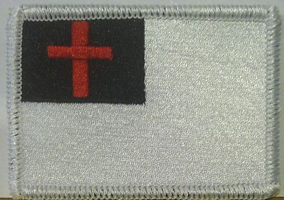 CHRISTIAN Flag Embroidered Iron-On Patch Military BLACK, WHITE & RED ...