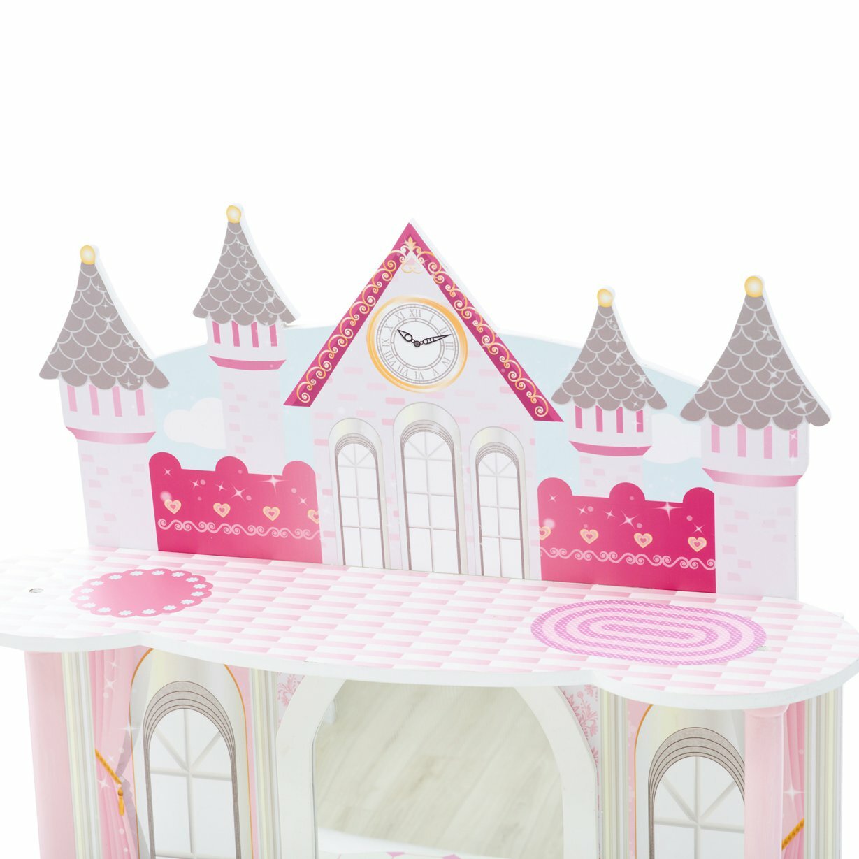 Girls 6pc Vanity Set Pink White Castle Princess Table Mirror Stool ...