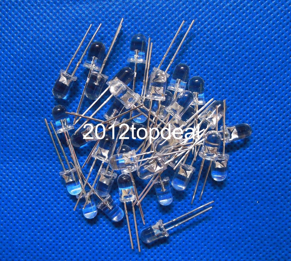 10 100 1000pcs 5mm diode 2pin Round white/red/blue/green/yellow LED ...