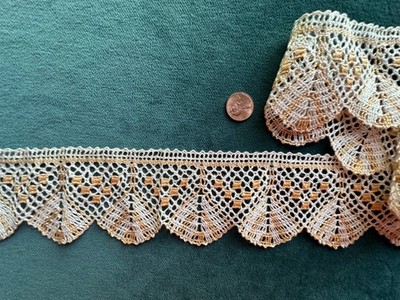 19th C East European gold and white bobbin lace edging ethnic costume ...