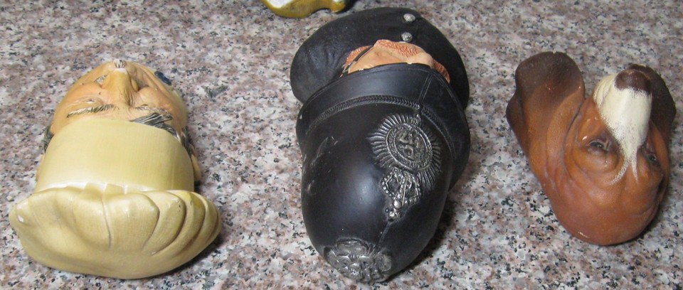 3 MCM Chalkware Bobby Bassett Hound Bosson England Chef Wall Mount ...