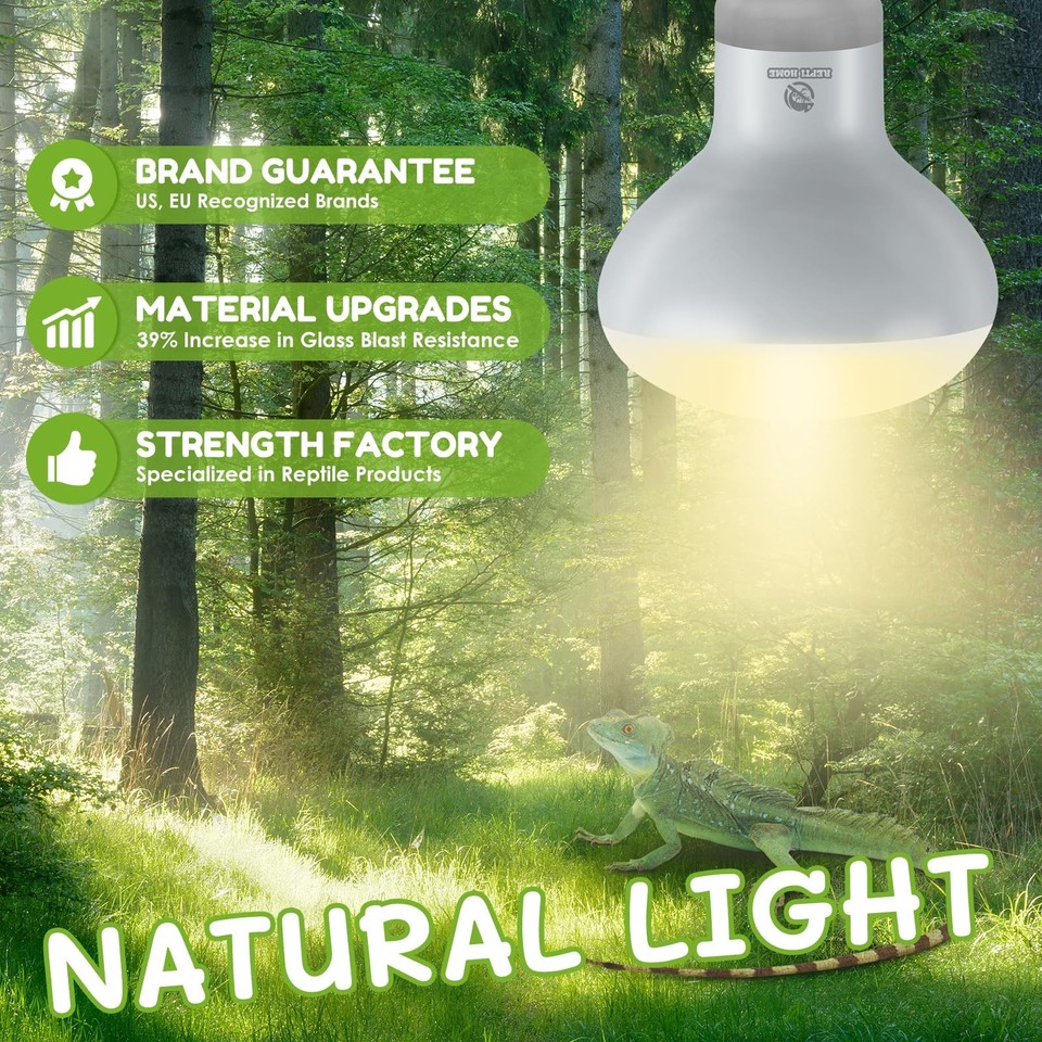 Reptile Heat Lamp Bulbs, Simulate Natural Sunlight Heat Light Bulb, 2 ...