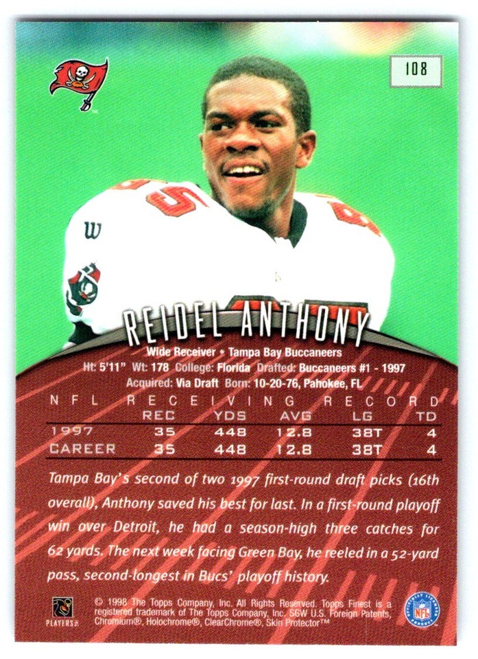 1998 Finest Reidel Anthony #108 With Peel | eBay
