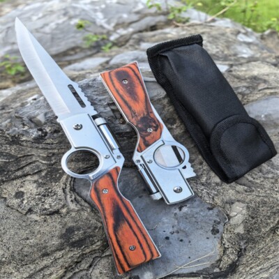 10" Pocket knife Folding Knife Led light Rifle knife Tactical knife Gun ...