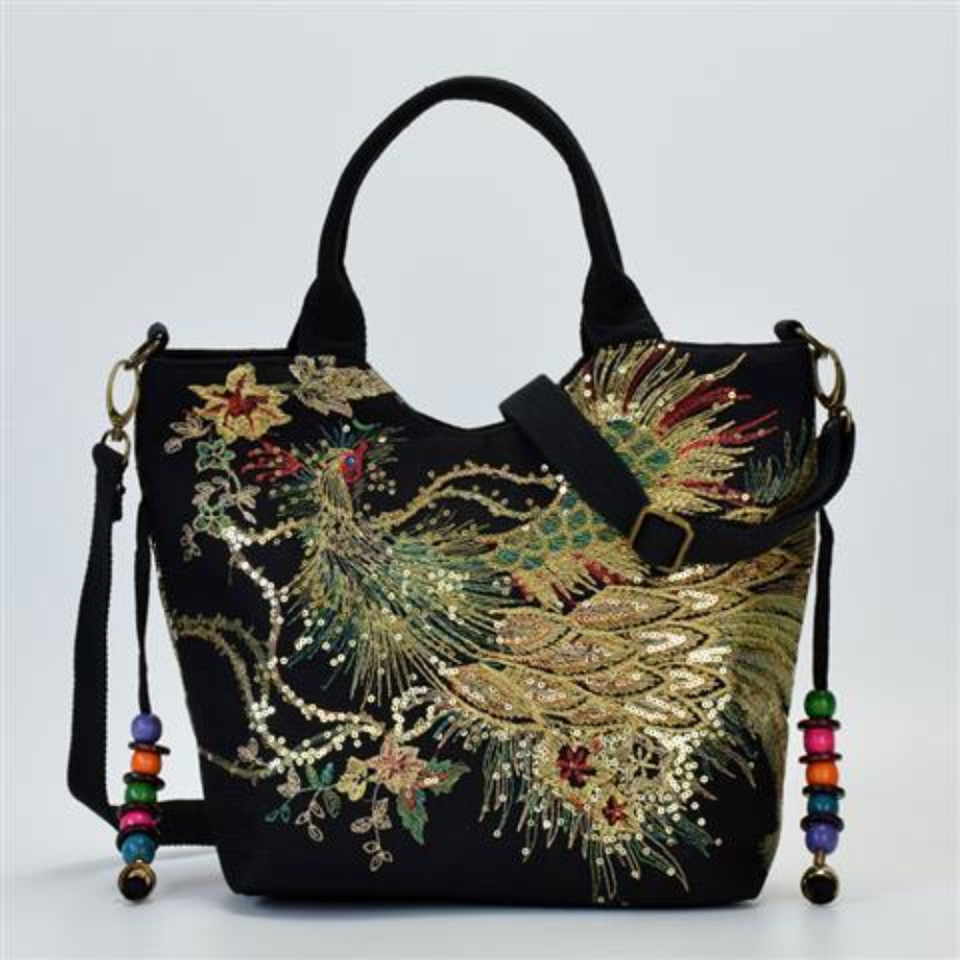 Lady Sequin Embroidery Bags Ethnic Canvas Handbag Shoulder Retro ...