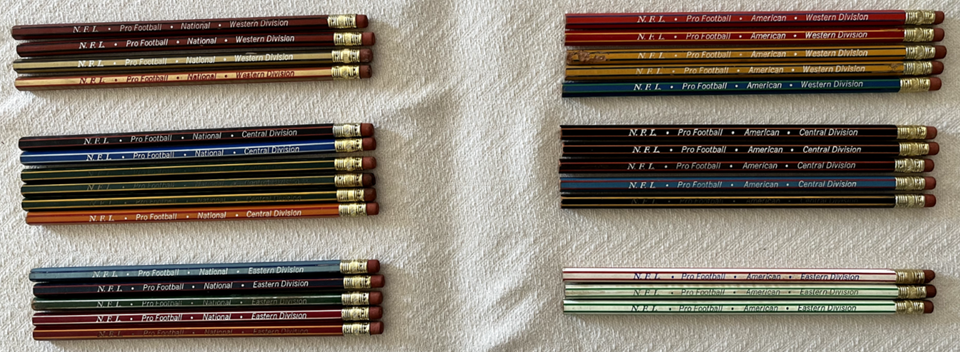 VINTAGE 1970's FABER-CASTELL NFL PENCILS, STRIPED, SINGLE OWNER - LOT ...