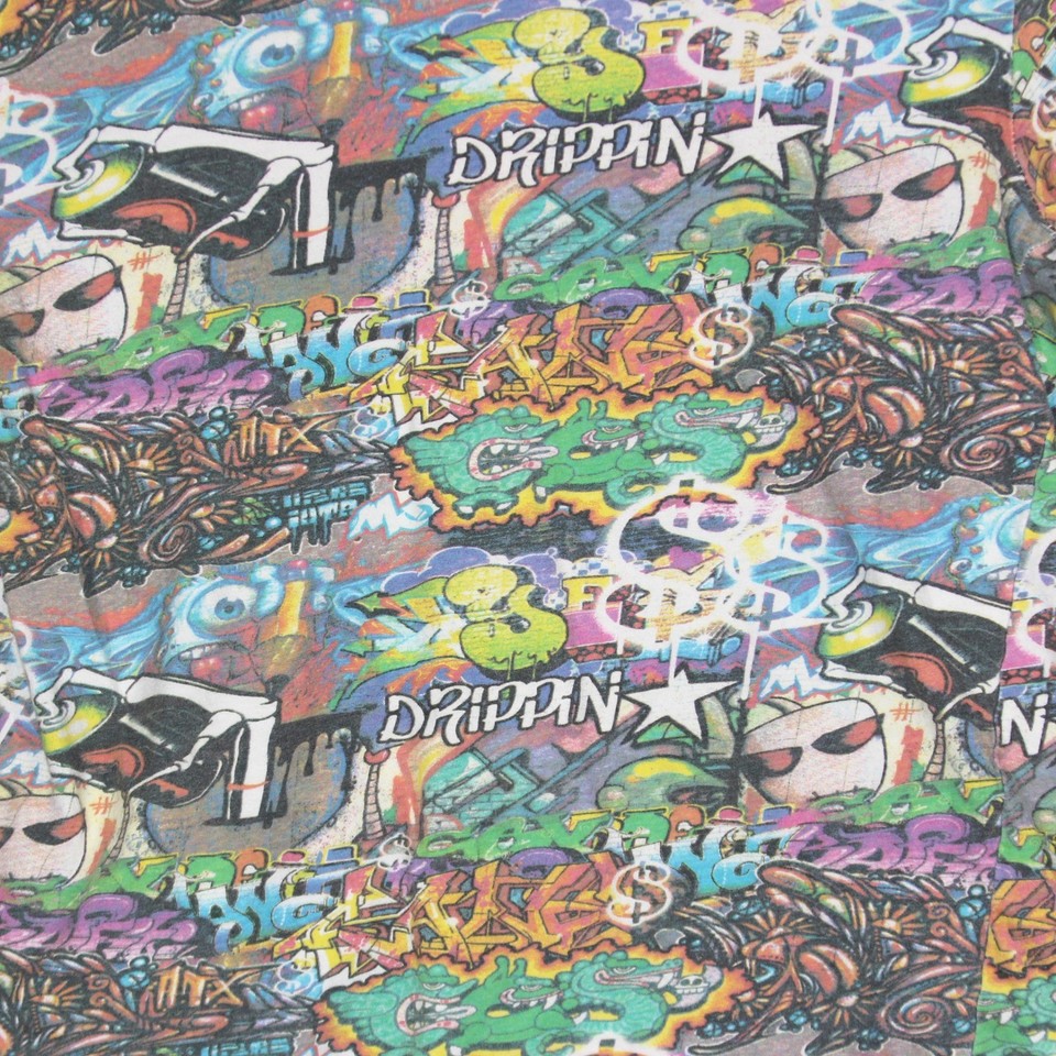Y2K Streetwear T Shirt Youth Small Baggy Retro Graffiti Tattoo Skater ...