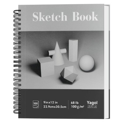 9x12 Sketchbook, Spiral Bound Sketch Book Hard Covers-100 Sheets (68lb ...