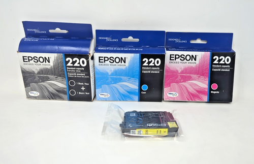 Lot of 5 EPSON 220 Ultra Ink Standard Capacity Black & Color Cartridge ...