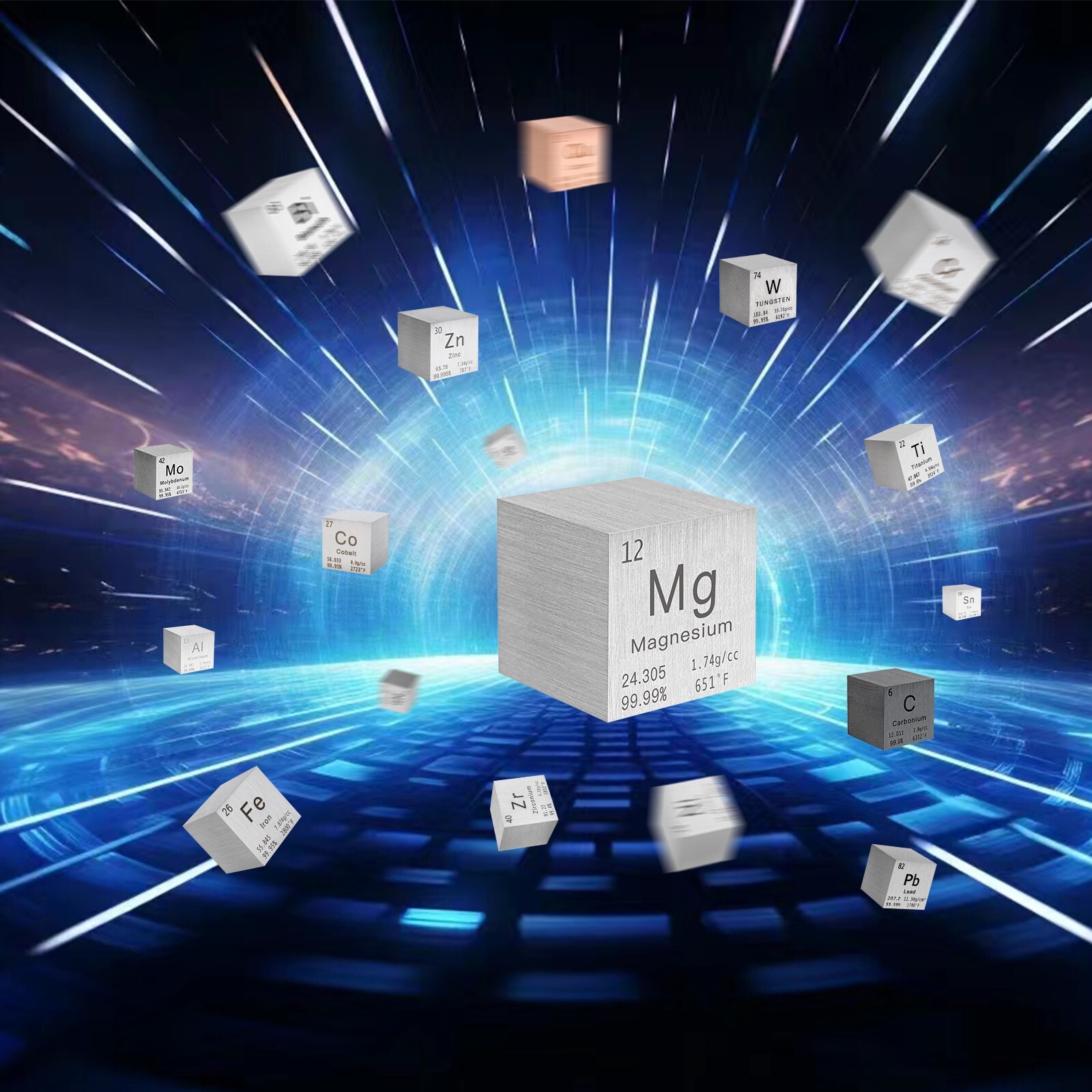 25.4mm metal Rare Magnesium element cube periodic table 99.95% pure ...