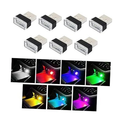 7 PCS USB LED Car Interior Atmosphere Lamp, Plug-in USB Decor Multi ...
