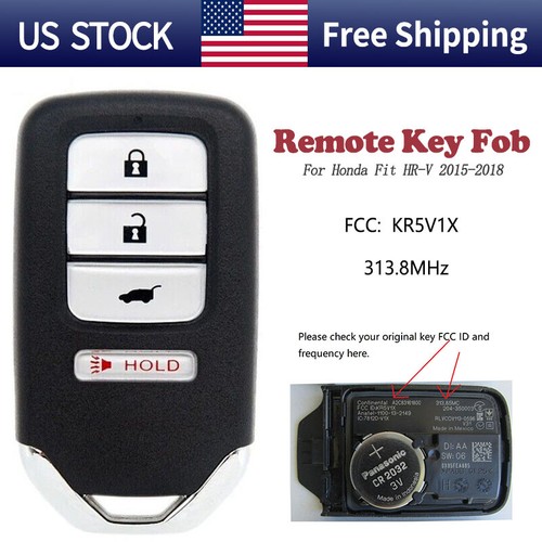 For 2015 2016 2017 2018 Honda Fit HR-V Keyless Smart Prox Remote Car ...