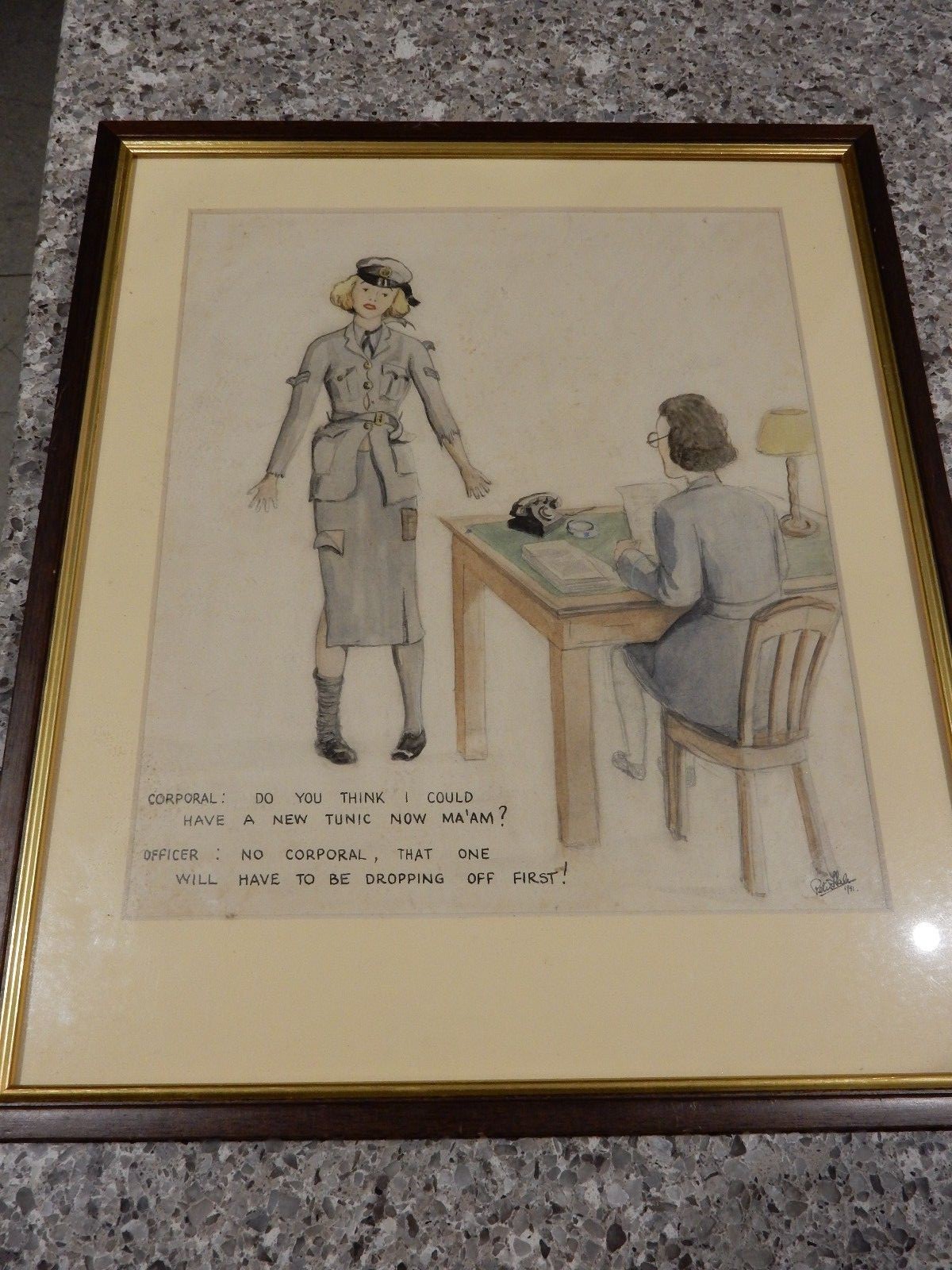 aeronautica WATERCOLOUR WW2 1941 authentic WAAF uniform problems FRAMED ...
