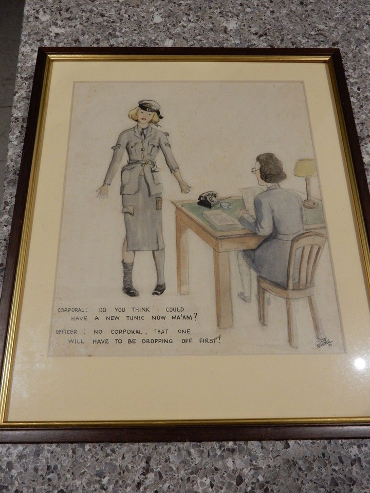 aeronautica WATERCOLOUR WW2 1941 authentic WAAF uniform problems FRAMED ...
