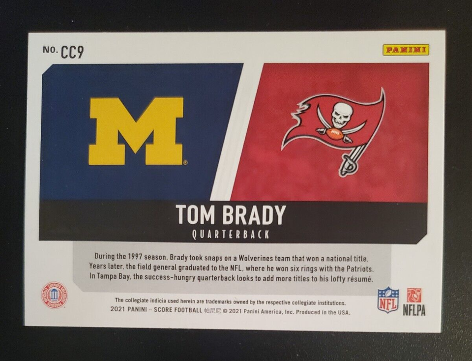 2021 Score TOM BRADY Tampa Bay Buccaneers 1997 NCAA Champion Michigan # ...