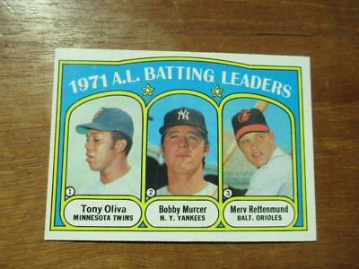 1972 TOPPS AL BATTING LEADERS #86 TONY OLIVA BOBBY MURCER HIGH GRADE NO ...