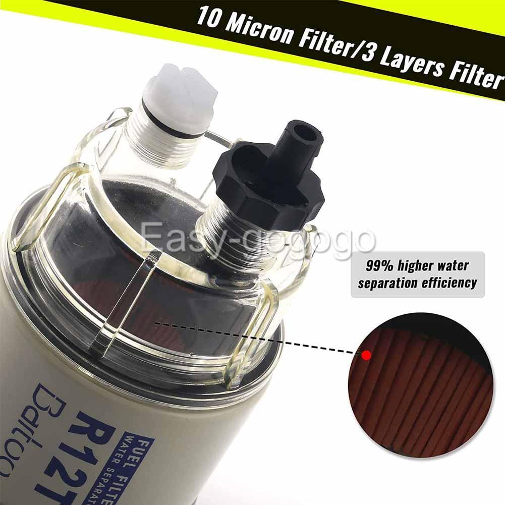 Water Separator Fuel Filter R12 R12T R12P Assembly with Fittings Fit ...