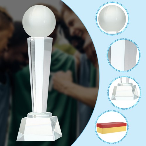 2Pcs 9 x 2.8 Inch Crystal Glass Basketball Trophy Award with Box, Clear ...