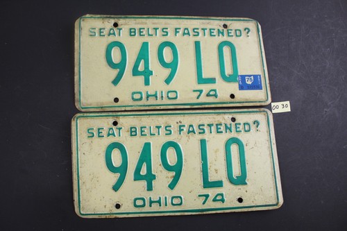 1974 - OHIO LICENSE PLATE - PAIR - 949 LQ (OO 30 | eBay