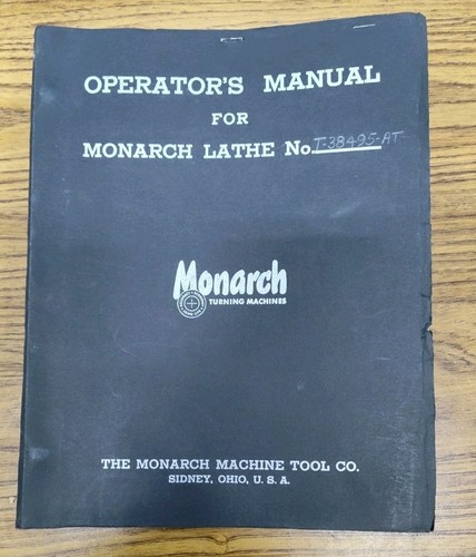 Monarch Operators Manual 60" Right Angle Lathe Model O & F Air Gage ...