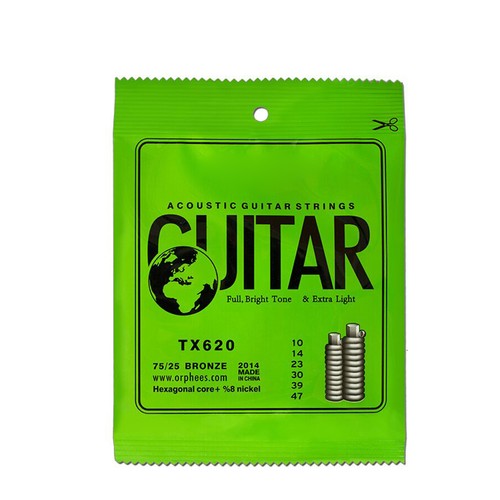 10 Sets of 6pcs Orphee TX620 Acoustic Guitar Strings .010-.047 Extra ...