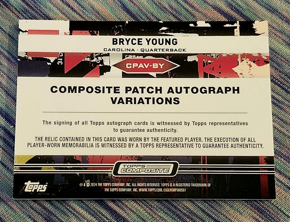 2023 Topps Composite Bryce Young Rookie Auto Patch RPA RC /50 Panthers ...