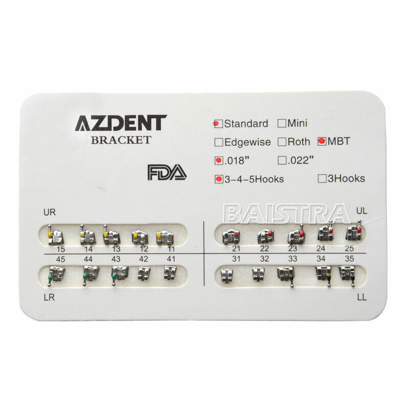 AZDENT Dental Orthodontic Brackets Standard Braces MBT Slot .018 Hooks ...