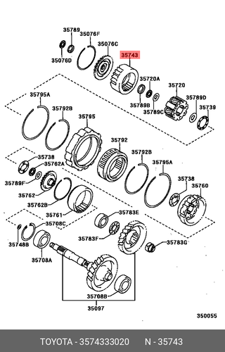 Genuine OE gear, front planetary ring, 3574333020 for TOYOTA 35743 ...