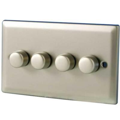 Litecraft Dimmer Light Switch 4G 250W Electrical Fitting -Satin Chrome ...