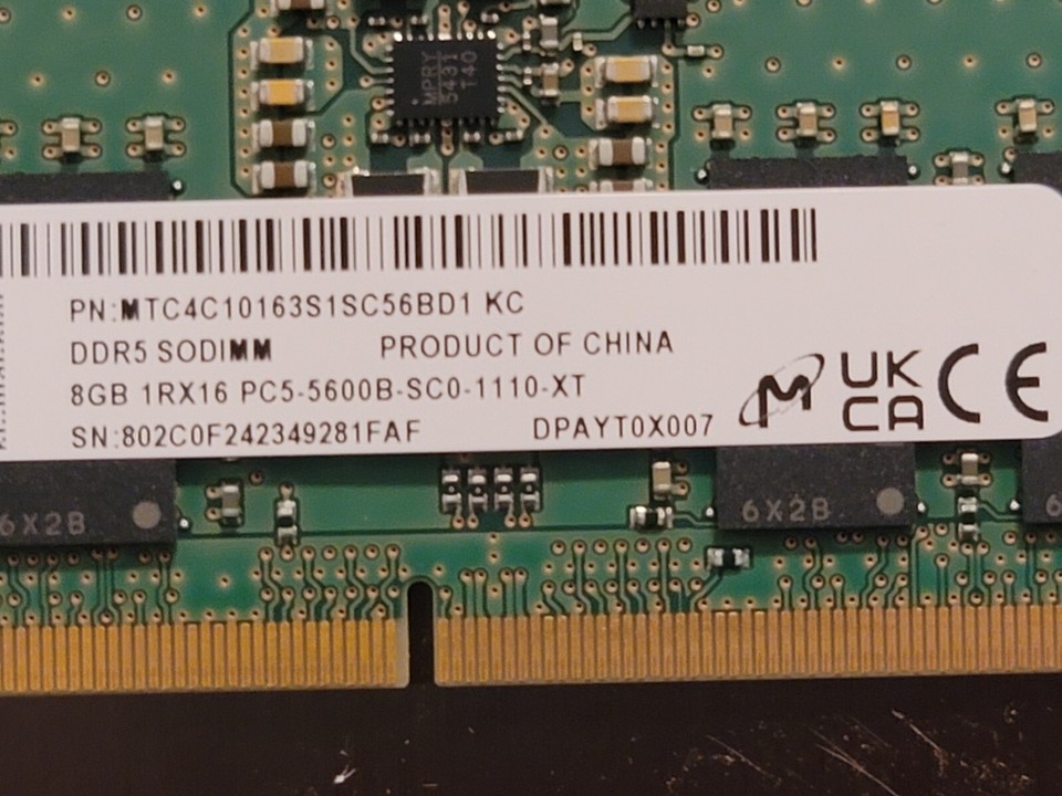 Dell Lenovo DDR5 SODIMM 2x8GB 1Rx16 (16GB) PC5-5600B-SC0-1110-XT Memory ...