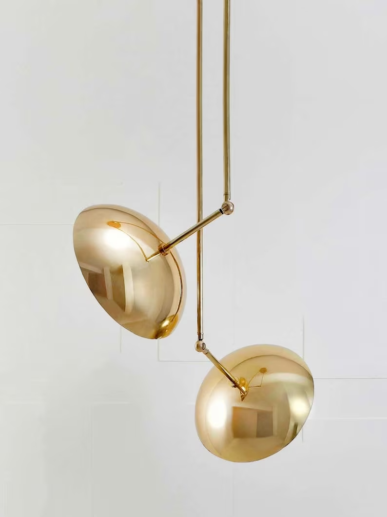 Sputnik 2 Light Domed Pendant Mid Century Design Raw Brass Sputnik ...