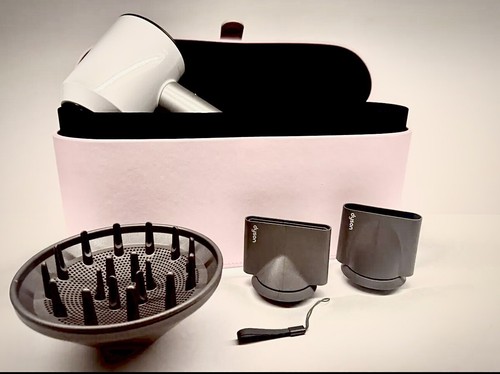 Dyson Hair Dryer HD01 White Iron Supersonic Carrying Case & Attachments ...