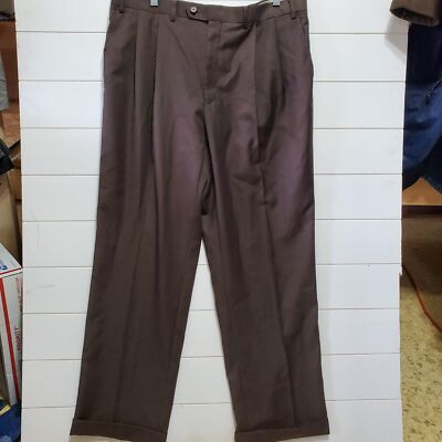 RALPH Ralph Lauren mens size 36 x 30 pleated brown houndstooth dress ...