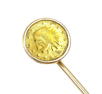 ANTIQUE RARE 1849 CALIFORNIA INDIAN HEAD GOLD COIN GOLD RUSH HAT STICK ...