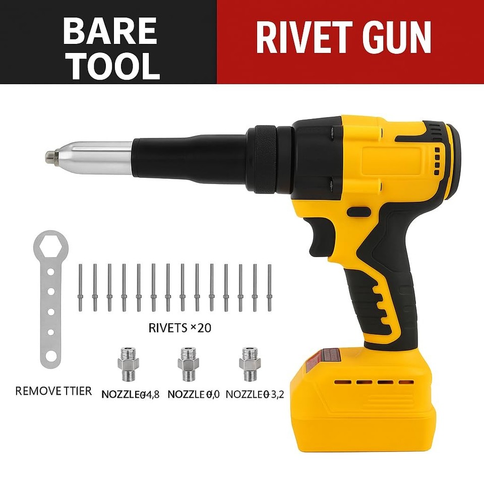 Cordless Rivet Gun Compatible with 20V Battery: Electric Pop Rivet Gun ...