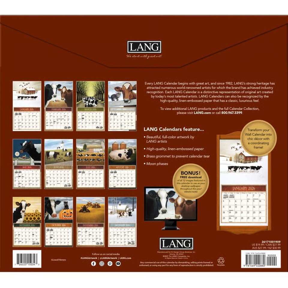 Lang Companies, Cows Cows Cows Special Edition 2026 Wall Calendar, 13.5 ...