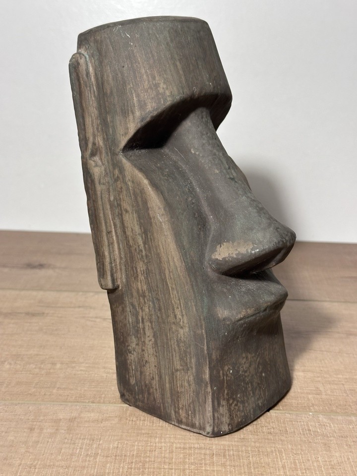 Toscano Easter Island Moai Head Sculpture Figurine Ceramic Book Shelf ...