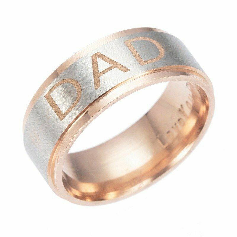 Mens Stainless Steel DAD RING Rose Gold, Silver Men Fathers Day dad ...