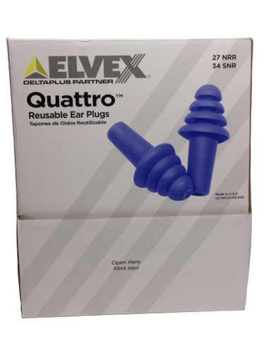 Elvex EP-402 Quattro Un-Corded Reusable Ear Plugs w/ Carrying Case - 50 ...