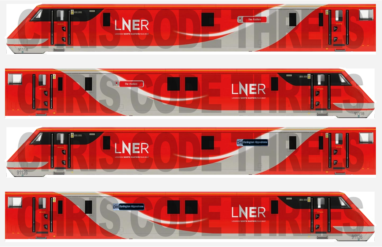 Adhesive Vinyl Class 91 Decals suit OO gauge Hornby - LNER livery 2 ...