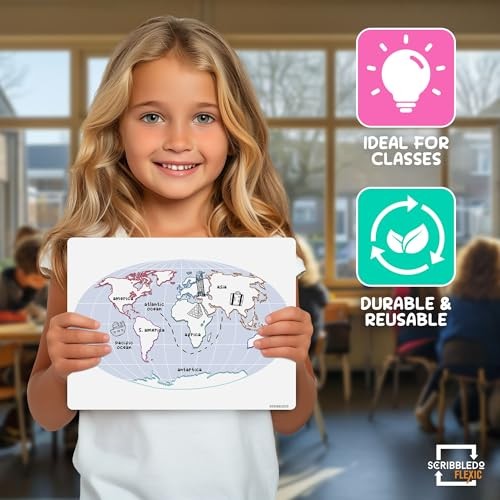 Continent Practice Sheets 9”x12” Map of The Seven Continents Dry Erase ...