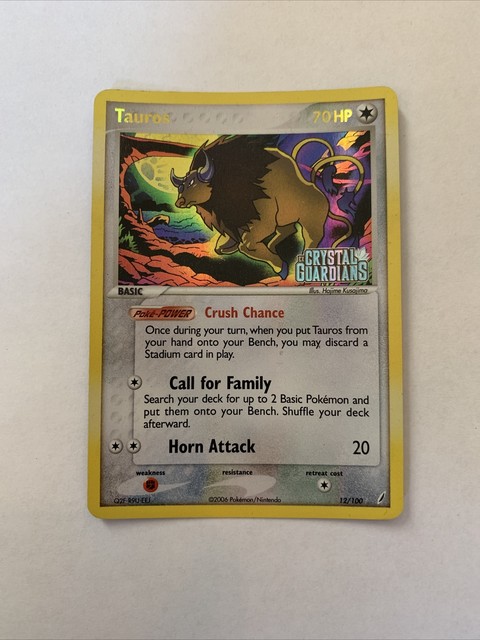 Pokémon TCG Tauros EX Crystal Guardians 12/100 Reverse Holo Holo Rare ...