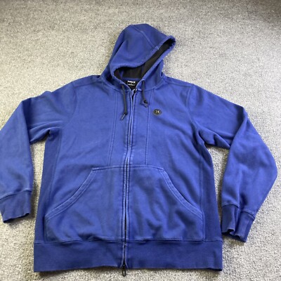 Hurley Blue Logo Long Sleeve Full Zip Hoodie Hooded Sweatshirt Men's L ...