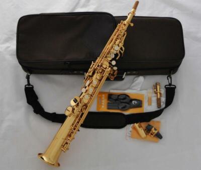 TaiShan Gold Straight Soprano Saxophone BB Sax High F# 2 Necks New | eBay