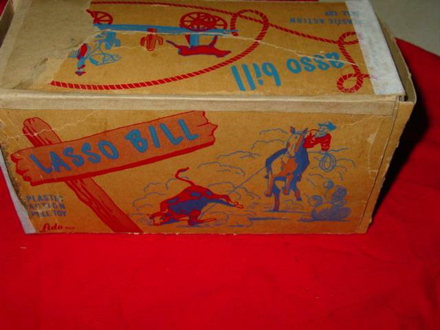 VTG Lido Toys : LASSO BILL - Plastic Action Pull Toy Cowboy (IN BOX ...