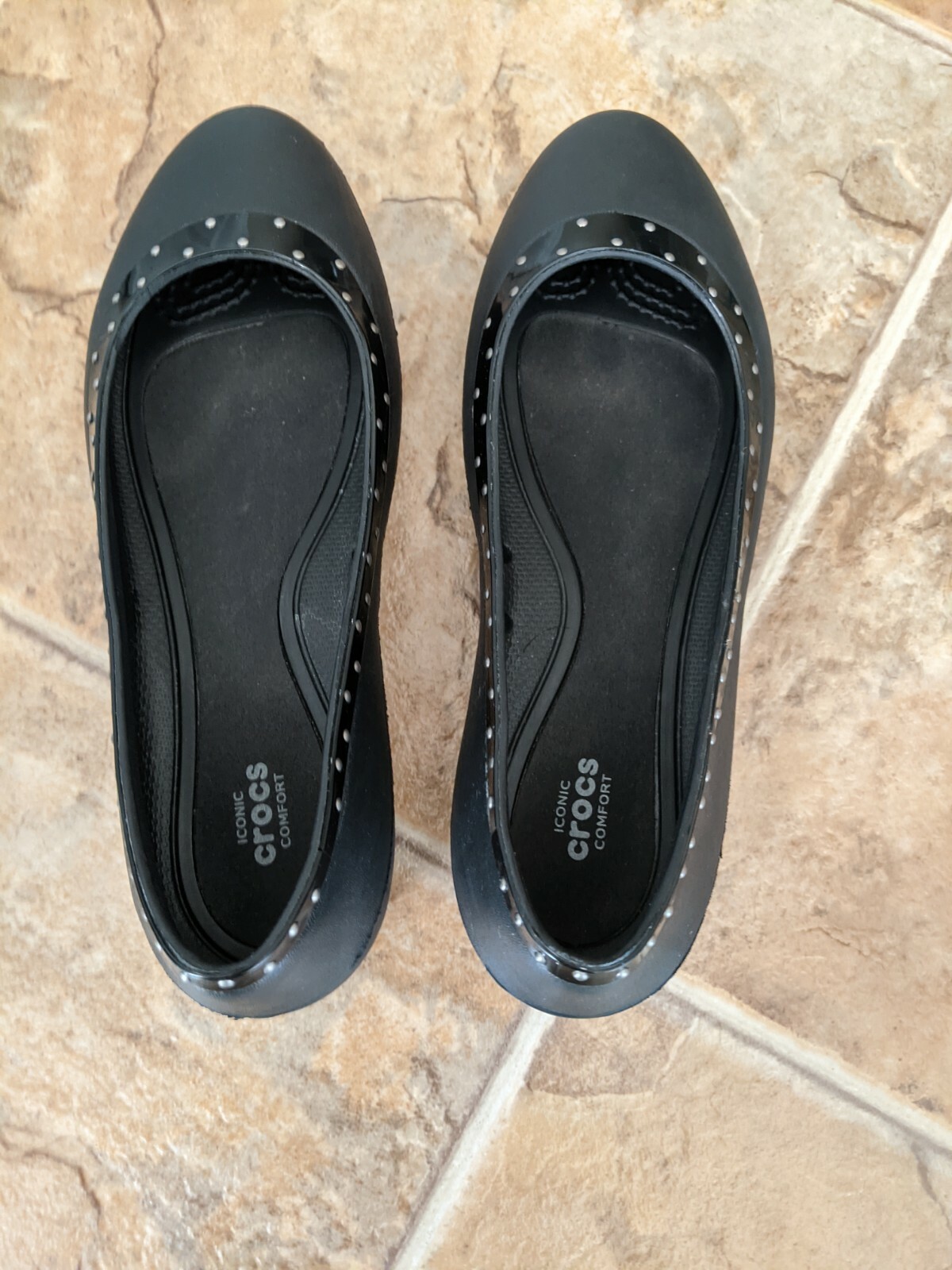 CROCS MARY JANE STYLE ICONIC COMFORT FLAT SLIP ON BLA… - Gem